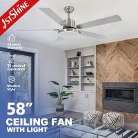 China Smart Home 58 Inch Ceiling Fan with 5 MDF Blades and Remote Control 3 Color LED Light for sale