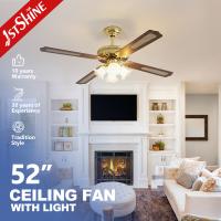 China Fancy Luxury 52 Inches Ceiling Fan with 4 MDF Blades and 4 Light Kits in Gold Finish for sale