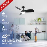 China Pure Copper Motor 42-inch LED Ceiling Fan with Black ABS Blades and Metal Plastic Body for sale