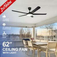 China 62 Inch Black Plastic Modern LED Ceiling Fan Blade Dc Motor 3 Color 52.4W for sale