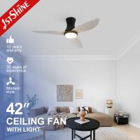 China 42 Inch/OEM 3 Color Dimmable Ceiling Fan with Plastic Wood Grain Design and Low Ceiling for sale