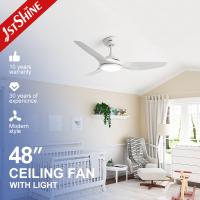 China Modern Design LED Ceiling Fan Smart Remote Control and Fancy Design with White ABS Blades for sale