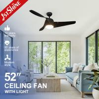 China Home Office Fan Diameter 52 Inch with LED Lights and Decorative 3 Wooden Color Blades for sale