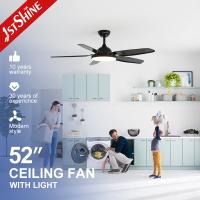 China 52inch Black ABS Blades 6 Speeds Remote Control LED Ceiling Fan Light with Copper Motor for sale