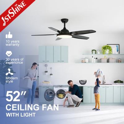 China 52inch Black ABS Blades 6 Speeds Remote Control LED Ceiling Fan Light with Copper Motor for sale