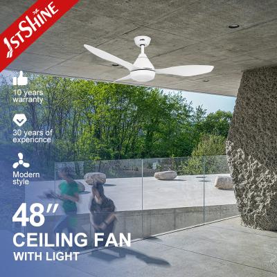 China 3 Color LED Light Source Ceiling Fan with Energy Saving DC Motor and White Blades for sale
