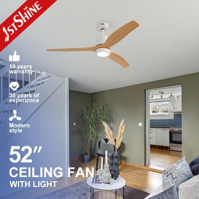 China Modern White Wood Grain ABS Blades Ceiling Fan with LED Lighting and DC Power Source for sale