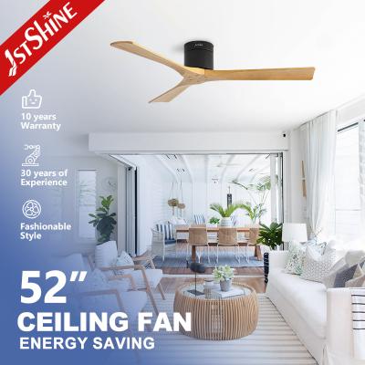China 3 Blades Wooden Ceiling Fan With Remote Control Quiet Dc Motor High Speed for sale