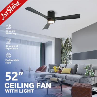 China Flush Mounted LED Ceiling Fan with 3 Natural Wood Blades and Wall Control Convenience for sale