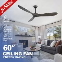 China 60-inch Natural Wind Wooden Blades Ceiling Fan with Remote and Metal Down Rod 6