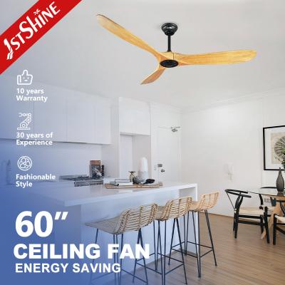China Electric Ceiling Fan 60 Inch Modern Dark Walnut 5 Speed Remote Control 3 Wood Blade DC for sale