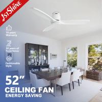 China Modern Design Flush Mount Ceiling Fan with Wood Blades by 1stshine and App Control for sale