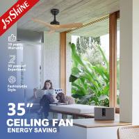 China Small Size 35 Inches Solid Wood Blade Ceiling Fan Quiet Energy Saving DC Motor for sale