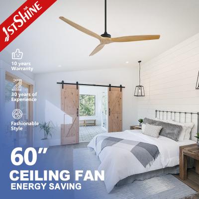 China 60 Inches Wooden Blades DC Quiet Motor Smart Remote Ceiling Fan for Air Circulation for sale