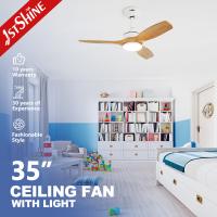 China Small Space 35 Inch Solid Wood Blades Ceiling Fan with LED Light Motor DC Pure Copper for sale