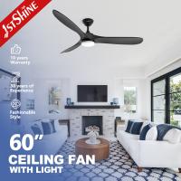 China LED Ceiling Fan with Light 1stshine Indoor Black Solid Wood DC Quiet Motor Remote for sale