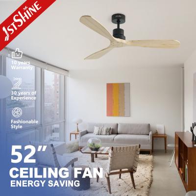 China Energy Saving DC Motor Ceiling Fan with Natural Wood Blades and Smart Remote Control for sale