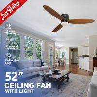 China Dimmable 6 Speed 52in LED Ceiling Fan With 3 Solid Wood Blades for sale