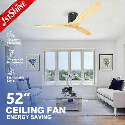 China DC Motor 52 Inch Nature Wood 3 Wooden Blades Energy Saving Ceiling Fan for Air Cooling for sale