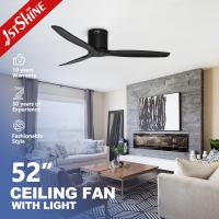 China 1stshine Low Profile Ceiling Fans Black Solid Wooden Blades Timer Included 52