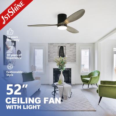 China Metal Lamp Body Ceiling Fan with Light Remote Control and Dimmable 3 Wooden Grey Blade for sale