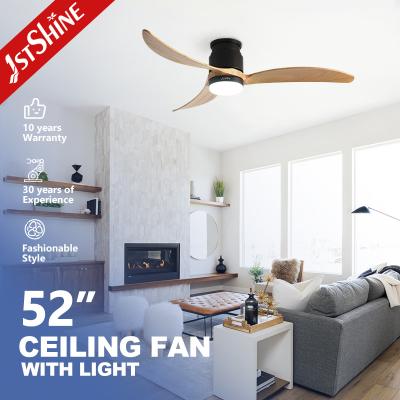 China Silent Wooden Blades Ceiling Fan With Remote Control 6 Speed High Airflow for sale