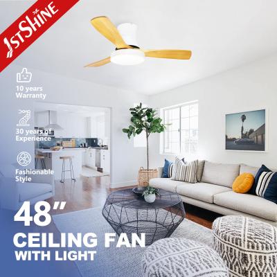 China Modern Nordic Style 48 Inch 3 Wooden Blades Ceiling Fan with LED Light Energy Saving for sale