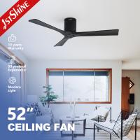 China 3 Blades Black Wooden Ceiling Fan With DC Motor Remote Control Sleek Design for sale