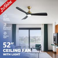 China 52-Inch Modern LED Ceiling Fan with DC Motor, Black ABS Blades for sale