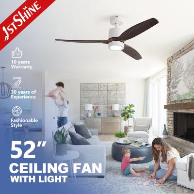China Remote LED Ceiling Fan With 3 Wood Blades Modern For Bedroom for sale