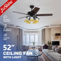 China Decorative Tranditional Ceiling Fan With Lamp DC Motor 6-Speed Matte Black Finish for sale