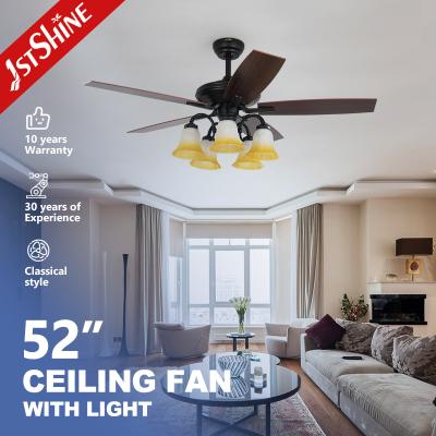 China Decorative Tranditional Ceiling Fan With Lamp DC Motor 6-Speed Matte Black Finish for sale