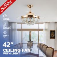China Controlling Mode WIFI Crystal LED Ceiling Fan Light with Hidden Blades and Wall Control for sale