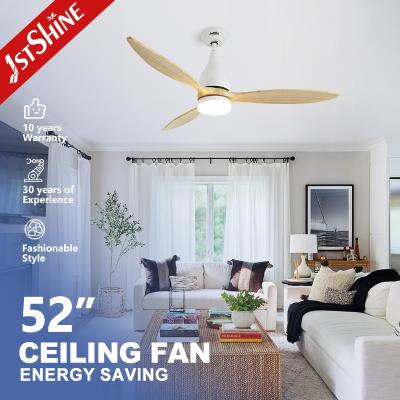 China 52-Inch Decorative Ceiling Fan With Solid Wood Blades & Dimmable LED for sale