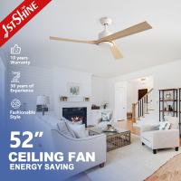 China Solid Wood Ceiling Fan 52 Inch with 3 Blades and DC Motor Featuring 6 Speed Remote Control for Residential and Commercial Spaces for sale