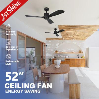 China 52 Inches Black Solid Wood Ceiling Fan Without Light for sale