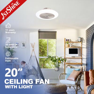 China Modern 20 Inches Dimmable LED Ceiling Fan Featuring Bladeless Design and Energy Saving DC Motor for Quiet Bedroom Lighting for sale