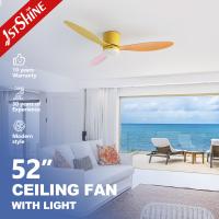 China 52 Inch Flush Mount Plastic Ceiling Fan With Smart Control And LED Light For Home Office for sale