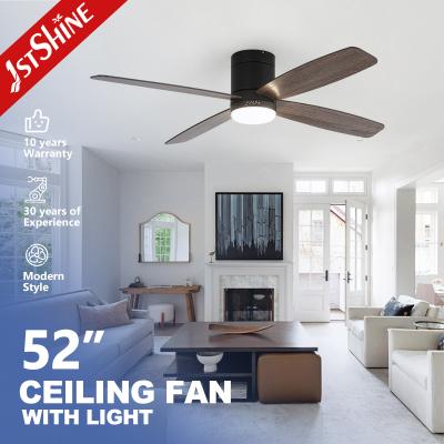 China 52 Inch Flush Mount Ceiling Fan with LED Light and Quiet DC Motor for Low Ceilings for sale