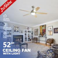 China 52 Inch Modern Ceiling Fan with Silent DC Motor and Wood Grain Blades for sale