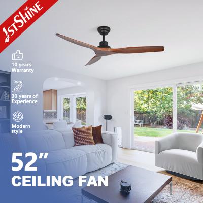 China 52 Inch Solid Wood Ceiling Fan with Whisper-Quiet DC Motor and Modern Design for Living Room and Bedroom for sale