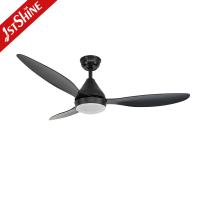 China 52 Inch Matte Black Low Noise Ceiling Fan with LED Light and DC Motor for sale