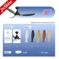 China 52 Inch Matte Black Low Noise Ceiling Fan with LED Light and DC Motor for sale