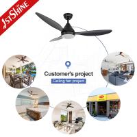 China 52 Inch Matte Black Low Noise Ceiling Fan with LED Light and DC Motor for sale