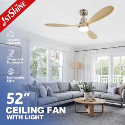 China 52 Inch Remote Control LED Ceiling Fan with Solid Wood Blades and Integrated Light for sale