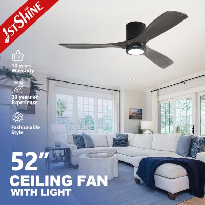 China 52 Inch Solid Wood Blades Ceiling Fan with Flush Mount Design and Remote Control for sale