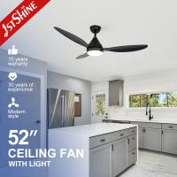 China 52 Inch Black Modern Ceiling Fan with Light Featuring Silent DC Motor and Remote Control for sale