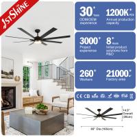 China 65 Inch LED Ceiling Fan with 8 MDF Blades and Energy Efficient DC Motor for Modern Living Spaces for sale