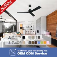 China 52 Inch Indoor Ceiling Fan with Natural Wood Blades and 6 Speeds for sale