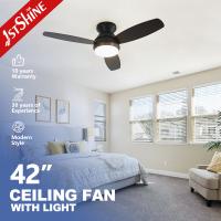 China 42 Inch Flush Mount Ceiling Fan with LED Light and MDF Blades for Modern Spaces for sale
